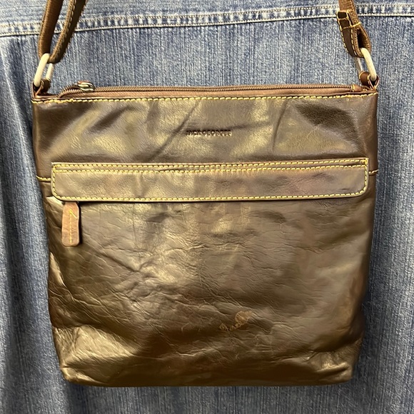 Jack Georges | Bags | Jack Georges Purse Brown Leather Zip Shoulder Bag ...